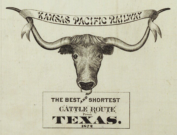 1872 Texas Cattle Trail map – Copano Bay Press