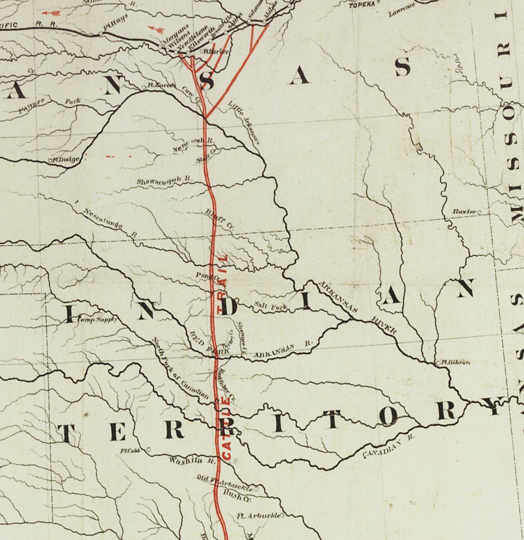 1872 Texas Cattle Trail map – Copano Bay Press