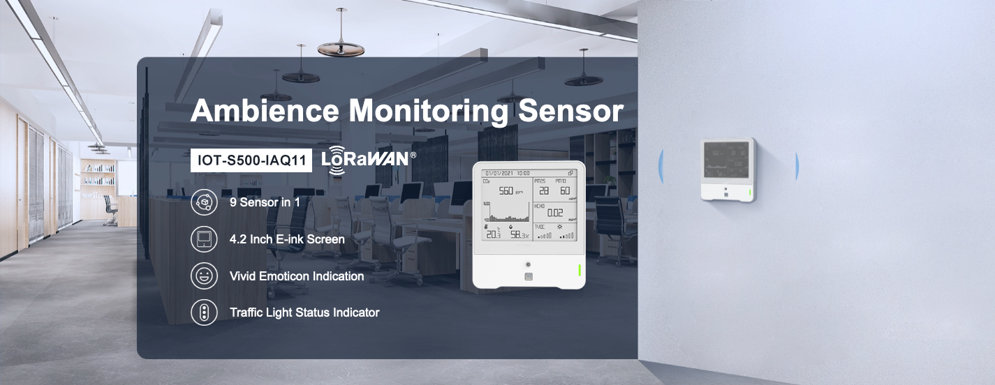 LoRaWAN Indoor Air Quality Ambience Monitoring Sensor For 11 elements