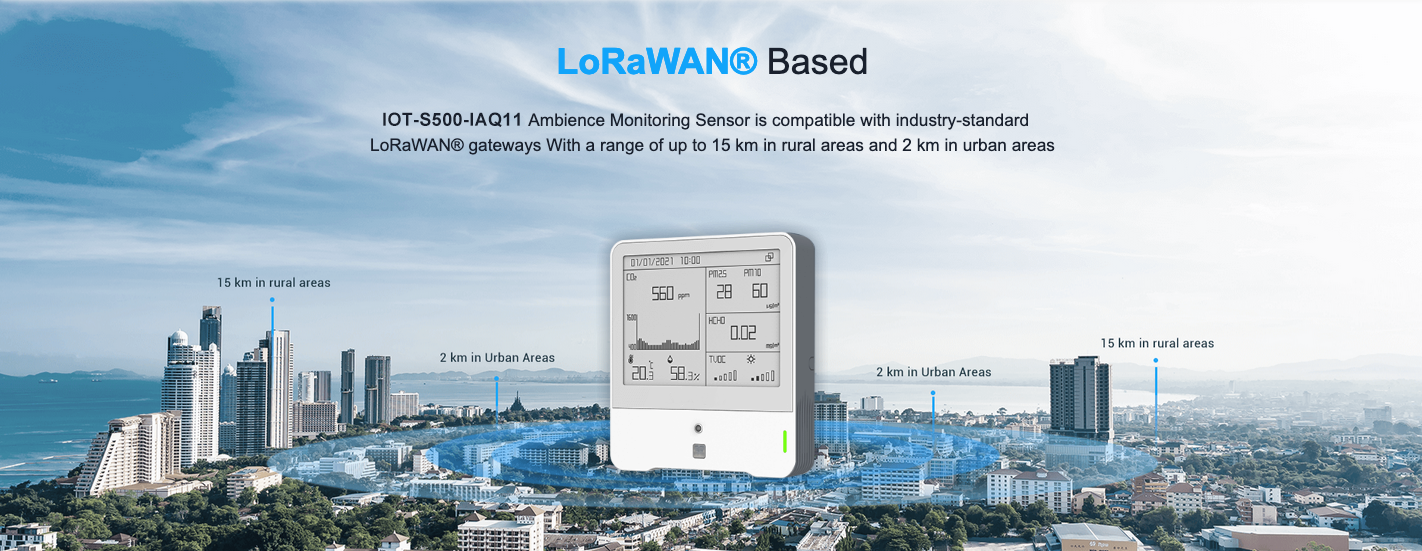 LoRaWAN Indoor Air Quality Ambience Monitoring Sensor For 11 elements