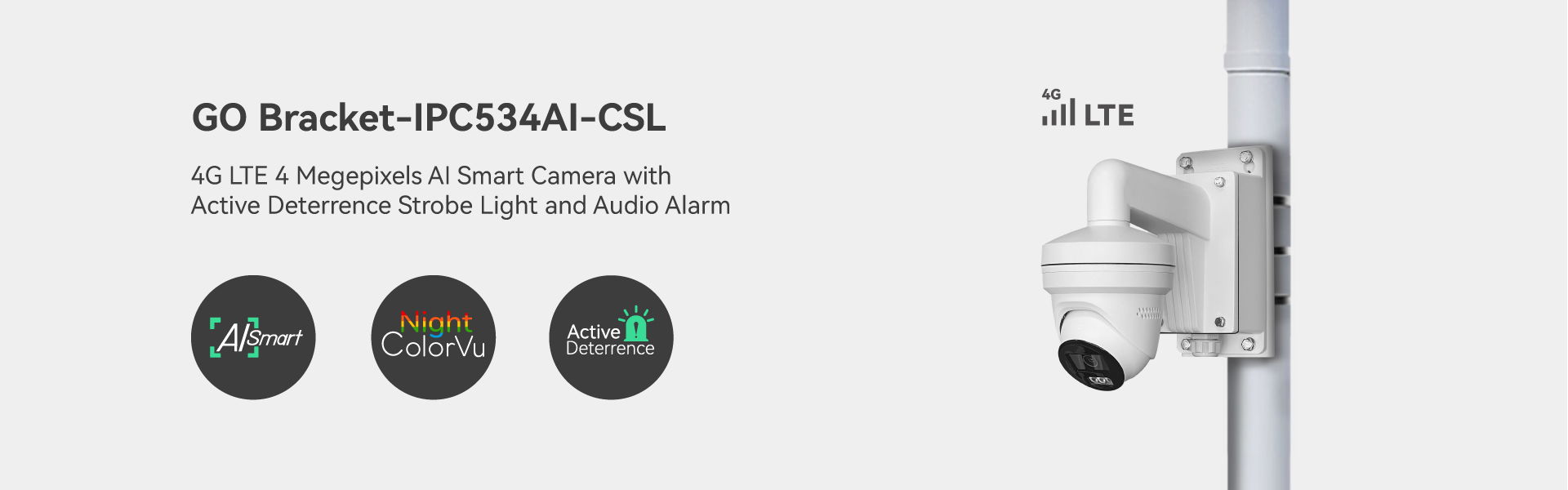 4G LTE Wireless 4MP AI Smart Turret Dome Camera with Night ColorVu and